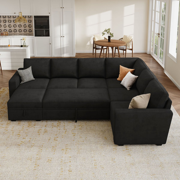 Latitude Run® Niyona U Shaped Sleeper Sectional Modular Sofa Bed With ...