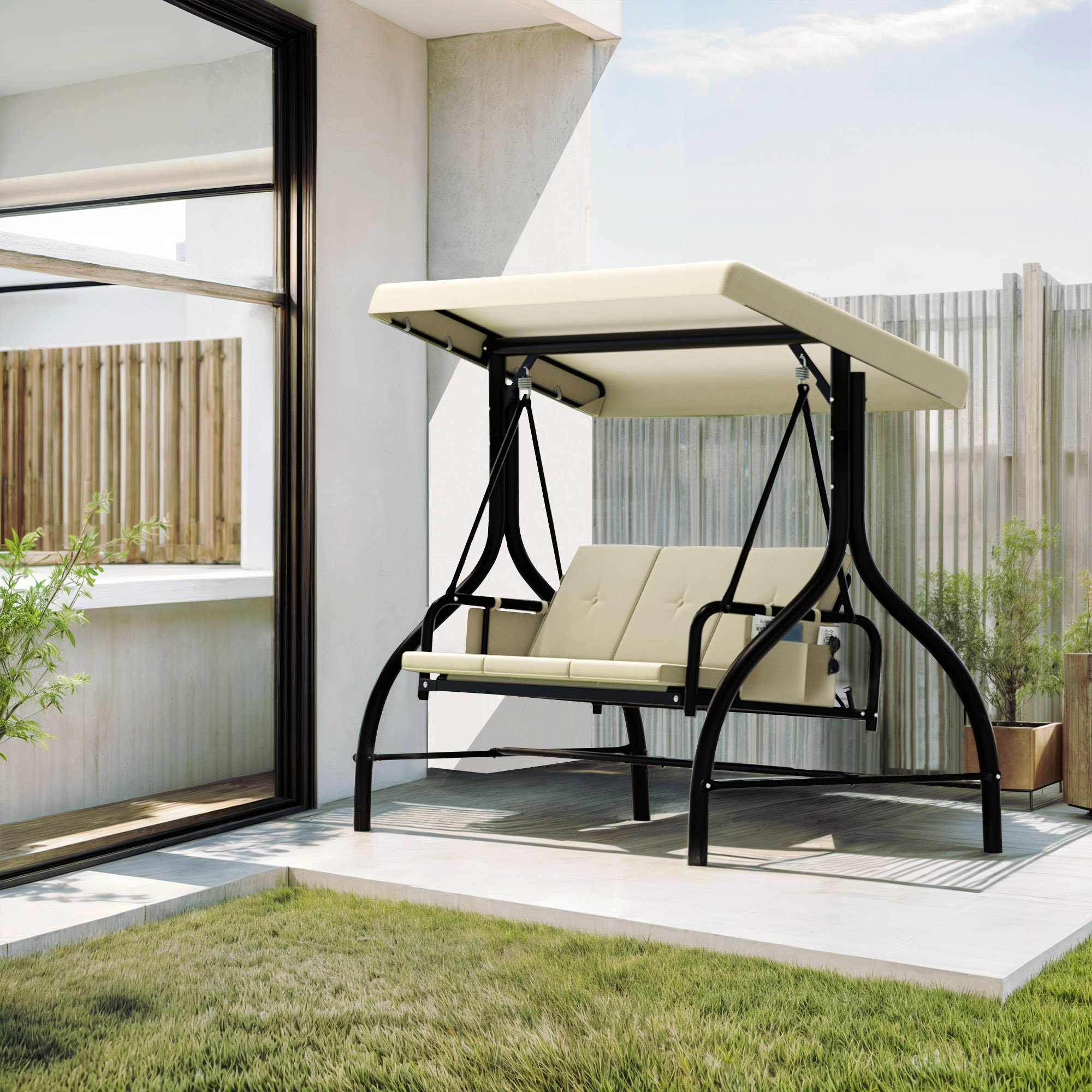 Alcott Hill Conjetta Porch Swing with Canopy - Wayfair Canada