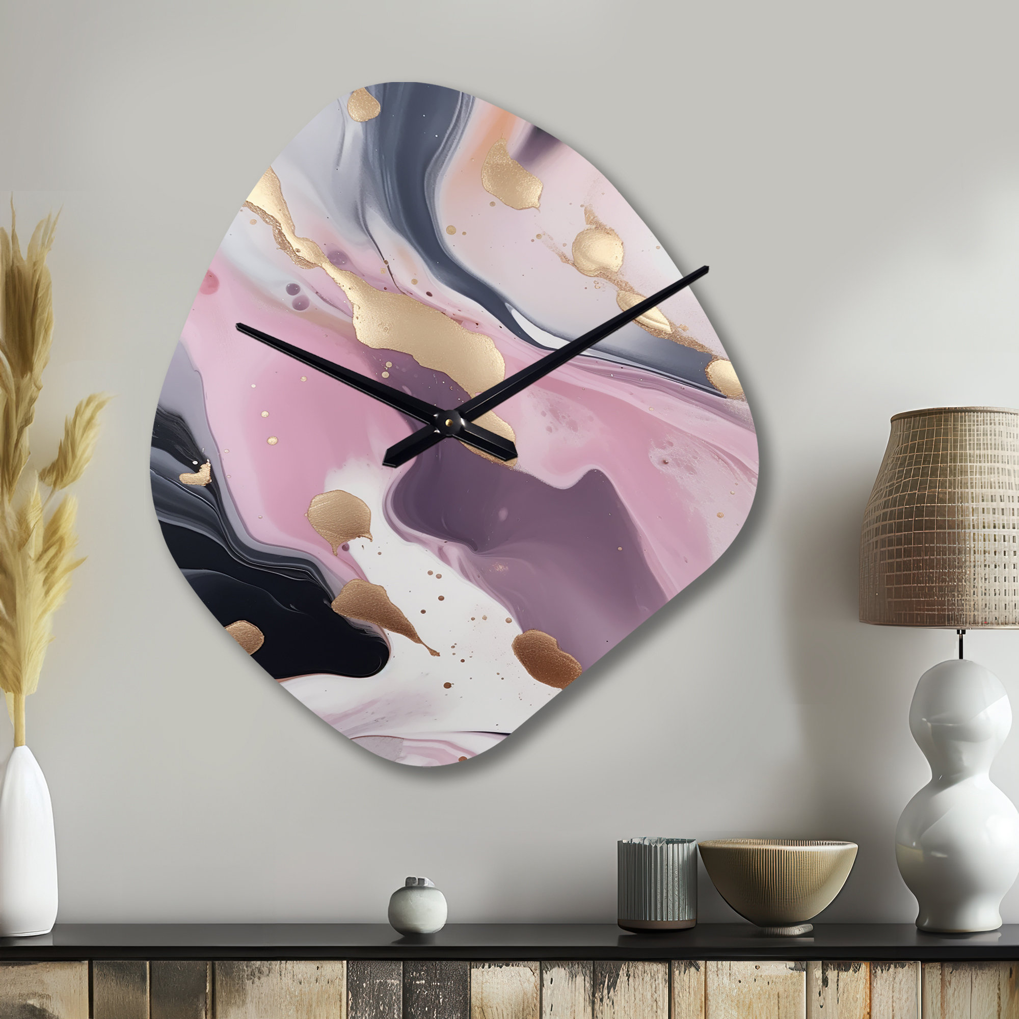 Design Art Pink And Gold Mysterious Marble V - Marble Asymmetrical ...