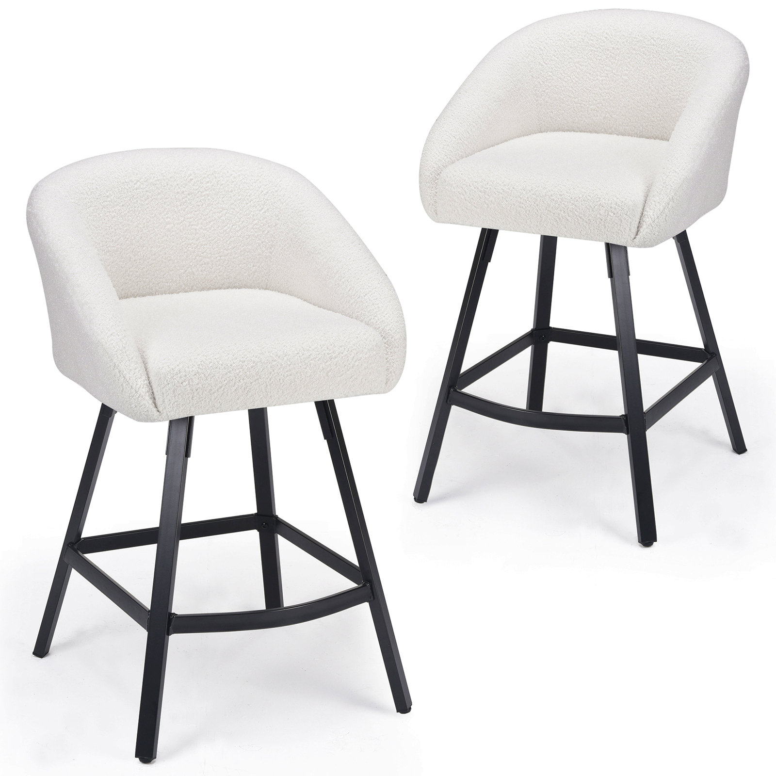 Ivy Bronx Bar Stools Set Of 2,Upholstered Bar Stool With Back, 27 Inch ...