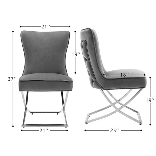 Wrought Studio™ Charys Tufted Velvet Upholstered Cross Legs Parsons ...