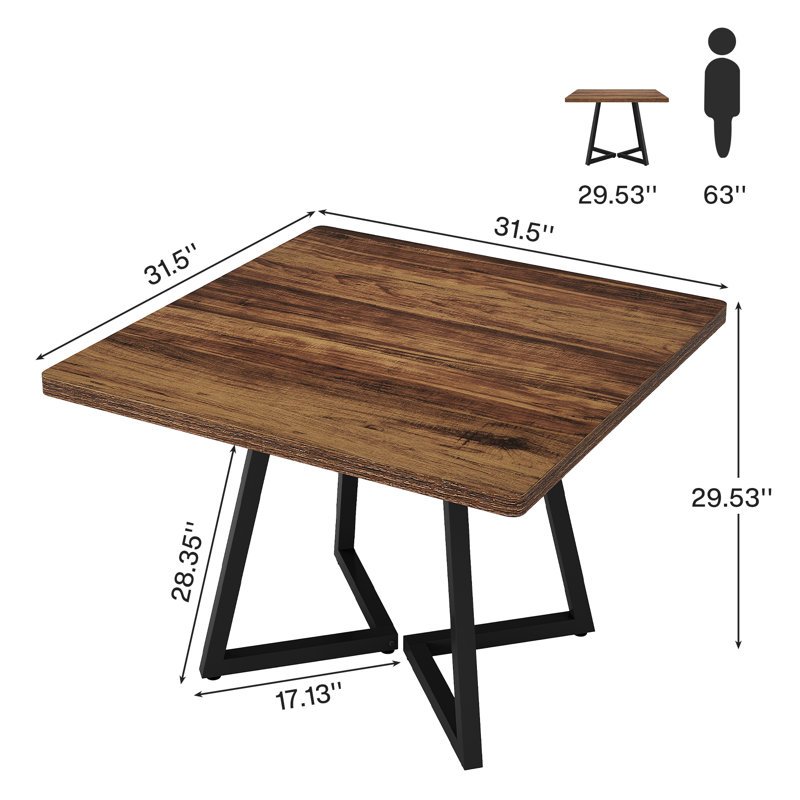 17 Stories Square Dining Table, 31.5" Industrial Dinner Table, 1 PC ...