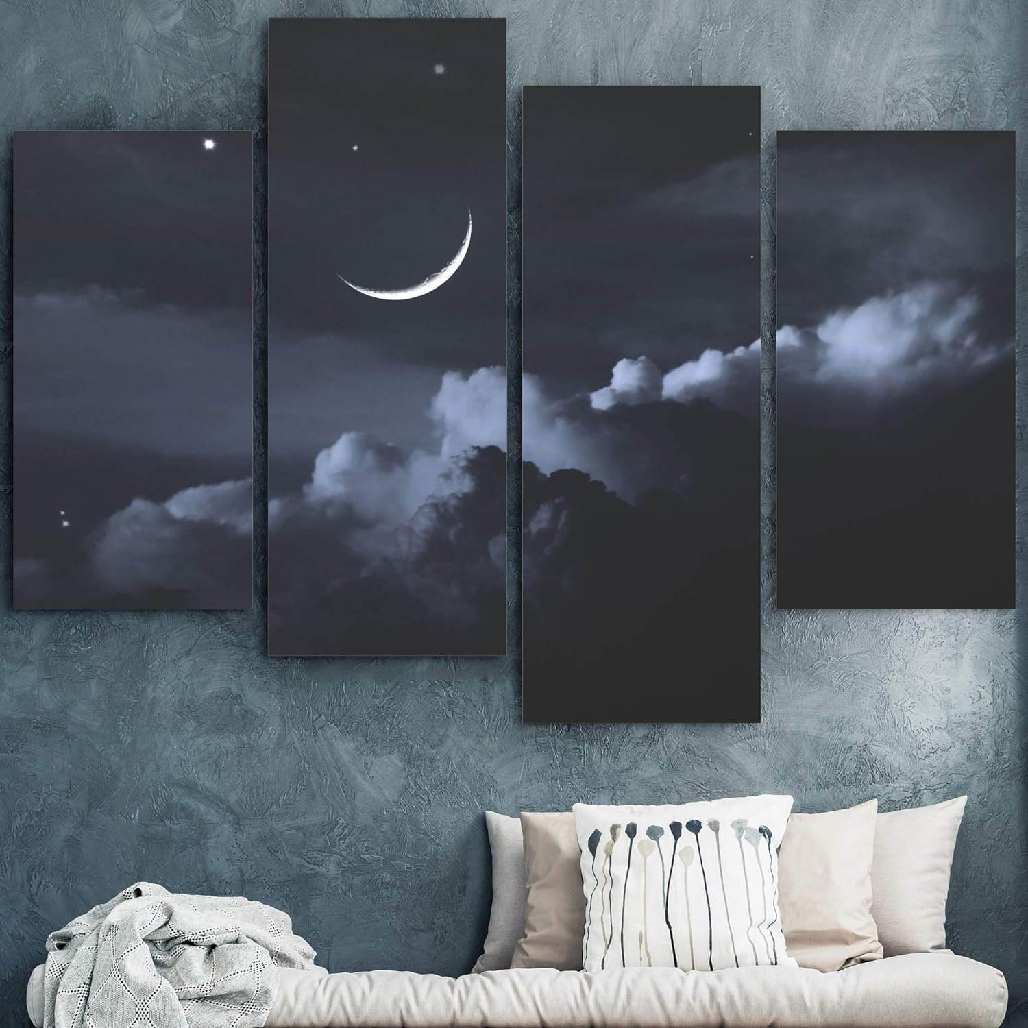 IDEA4WALL Shining Full Moon Night Sky With Moon Clouds Peaceful Calm ...