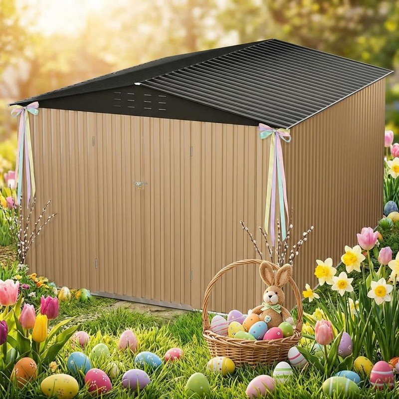 babevy 10x12 FT Outdoor Storage Shed, Large Metal Tool Sheds with ...