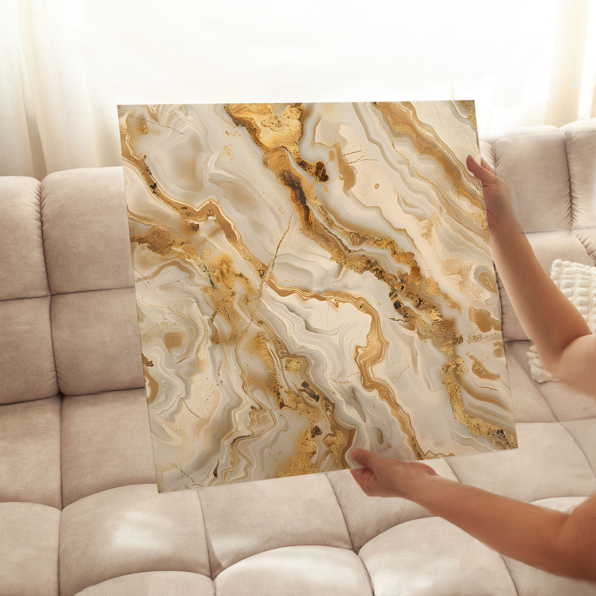 Mercer41 Abstract Golden Geode VIII Modern Unframed Art Print | Wayfair