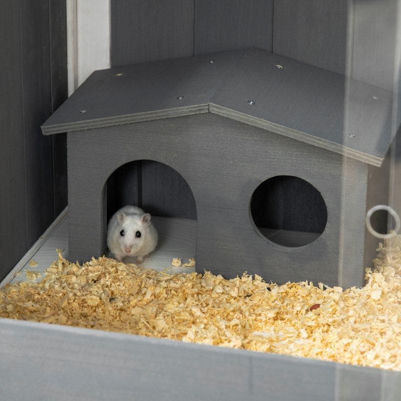 Archie & Oscar Loom Spacious Wooden Hamster Cage with Two Huts and ...