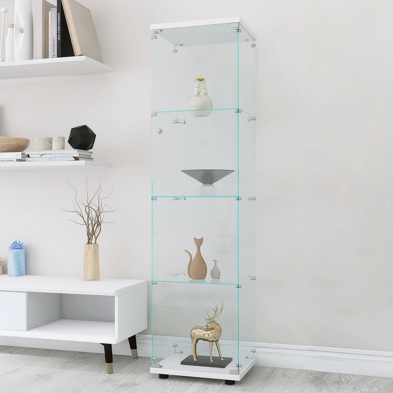 Home Decor 4 Shelves Glass Display Sideboard, Modern Sideboard ...