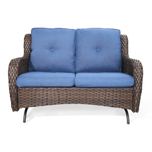 Hummuh Carolina Patio Outdoor PE Wicker Glider Loveseat With Cushions ...