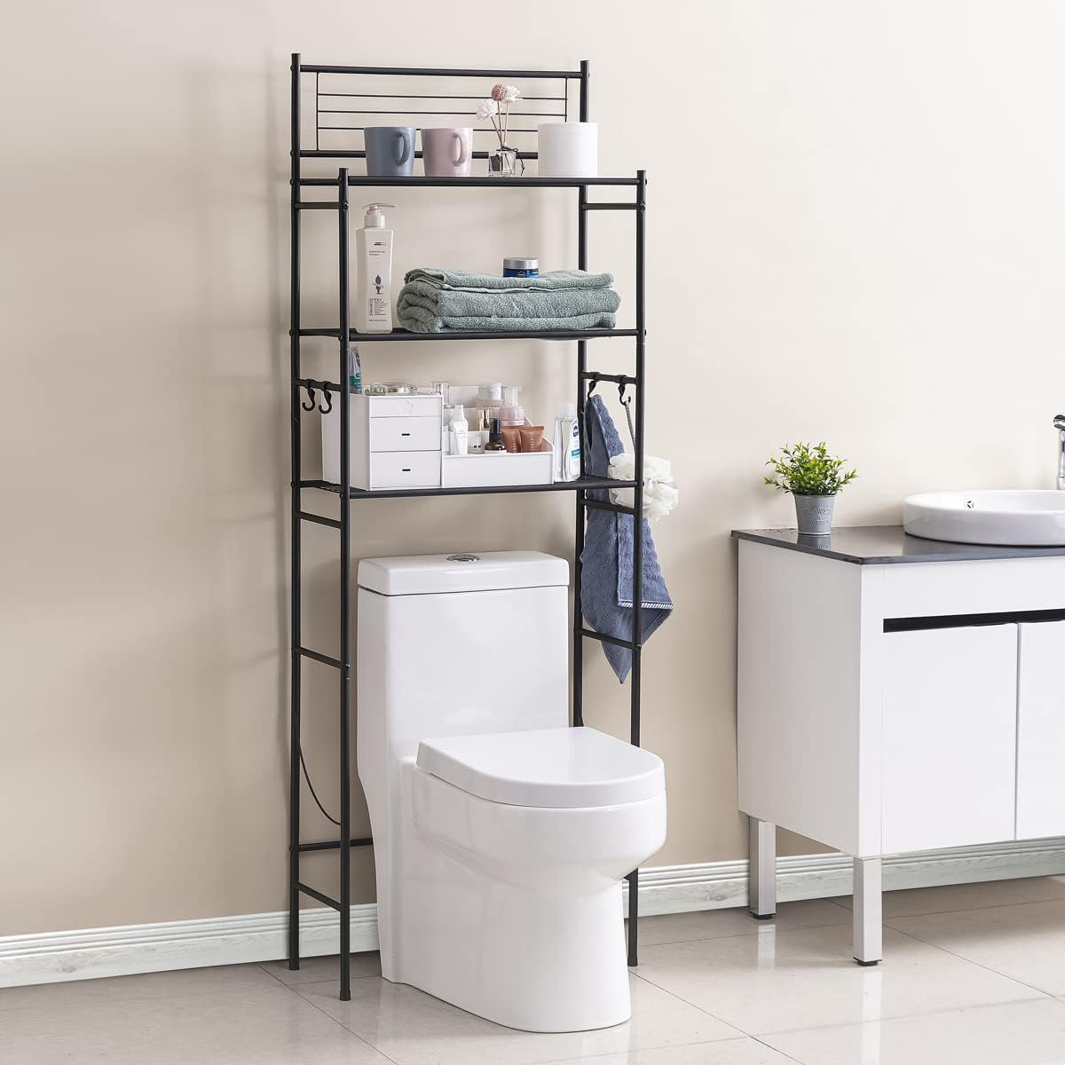 Ebern Designs Over The Toilet Storage Organizer - 3-Tier Free Standing ...