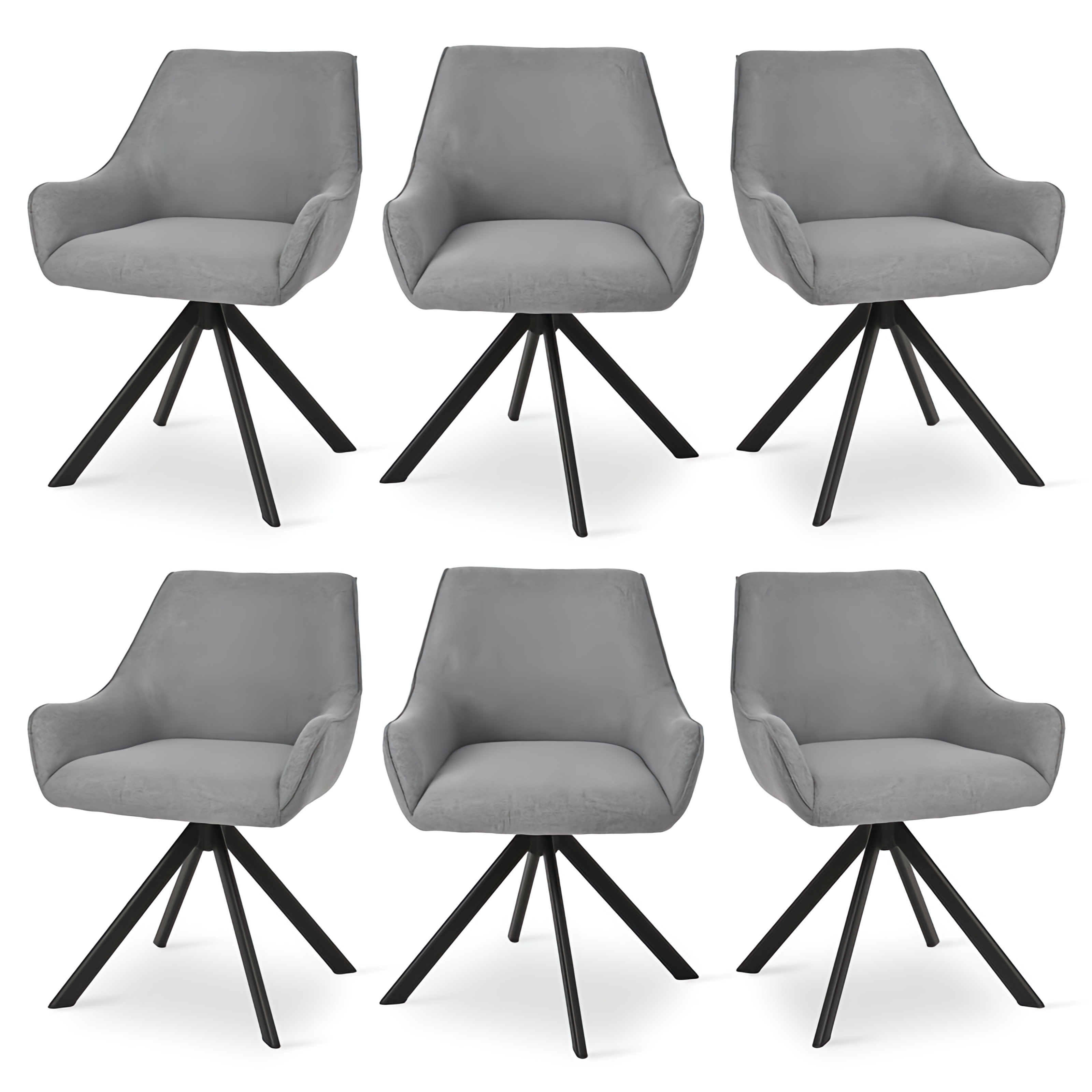 George Oliver Gefjun Swivel Linen Upholstered Dining Chairs with Ergonomic Back Support and ...