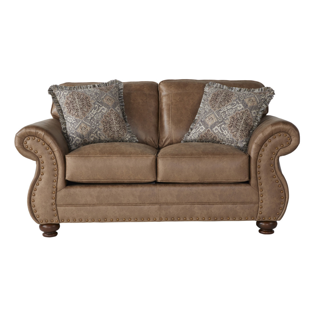 Charlton Home Modern Sofa Fabric Loveseat With Antique Bronze Nailheads ...