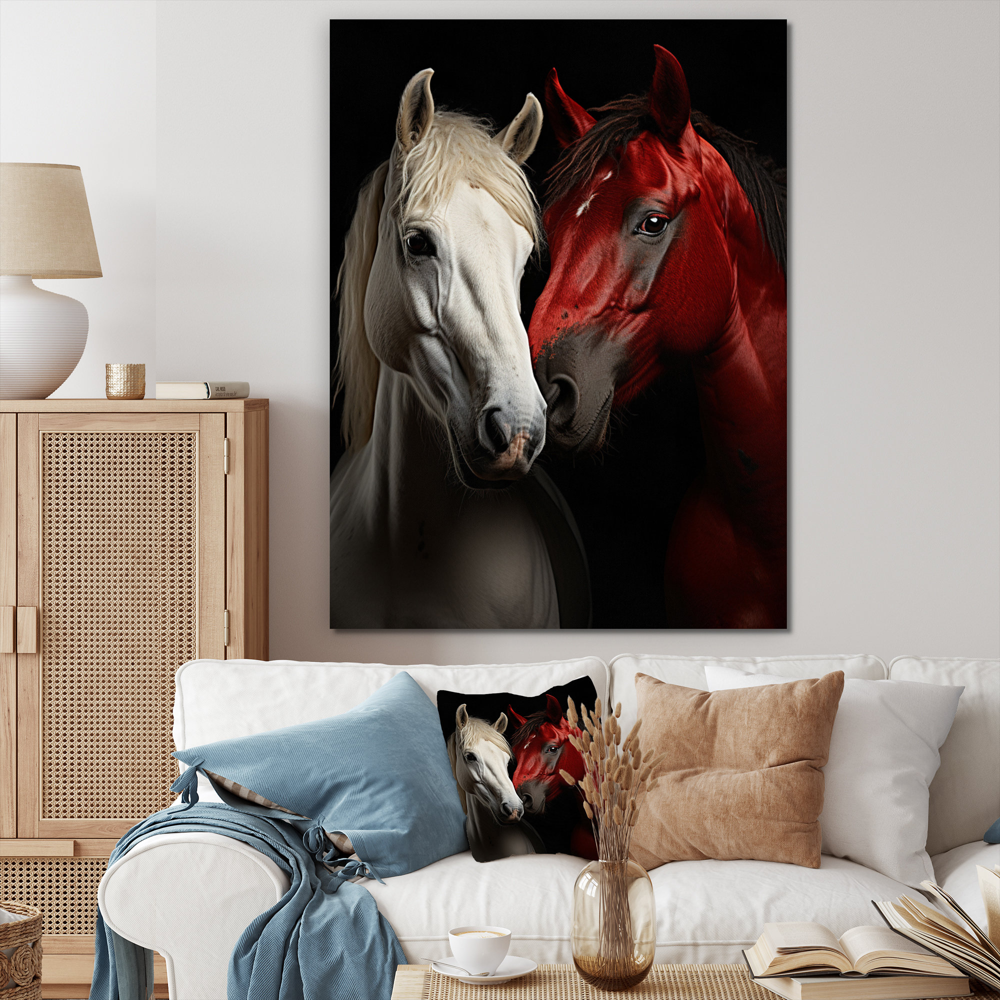 Union Rustic Red And White Horse Dynamic Duo - Animals Wall Art Prints ...