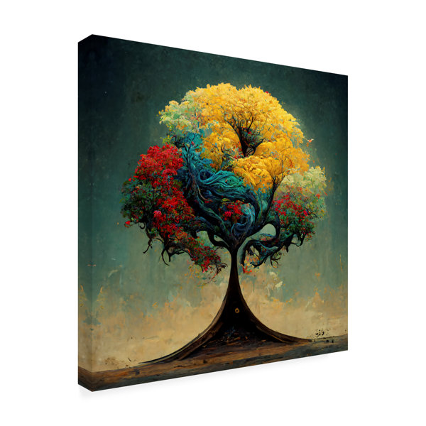 Winston Porter Floral Tree Of Life 16 On Canvas Print | Wayfair