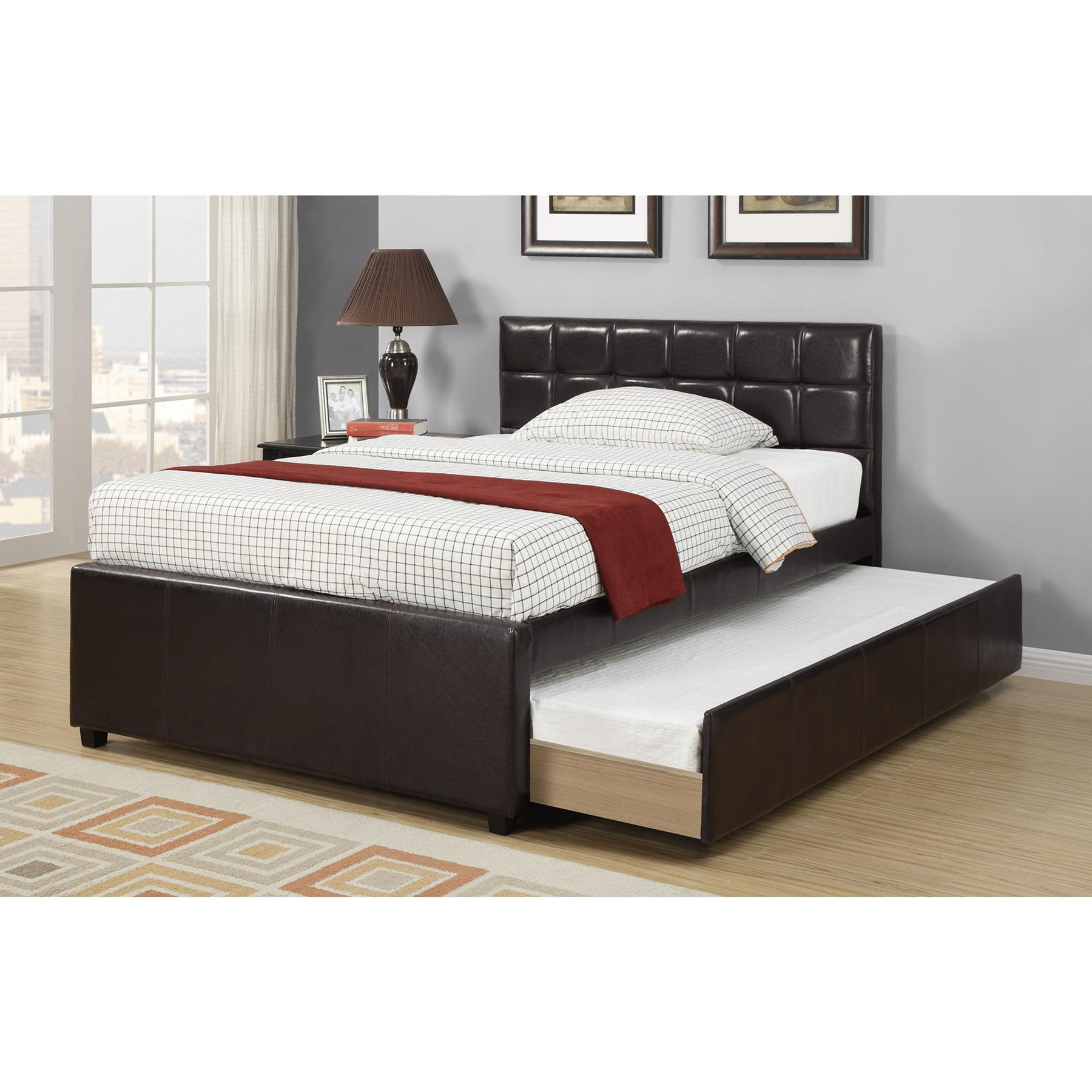 Latitude Run® Bed with Trundle and Upholstered Headboard - Wayfair Canada