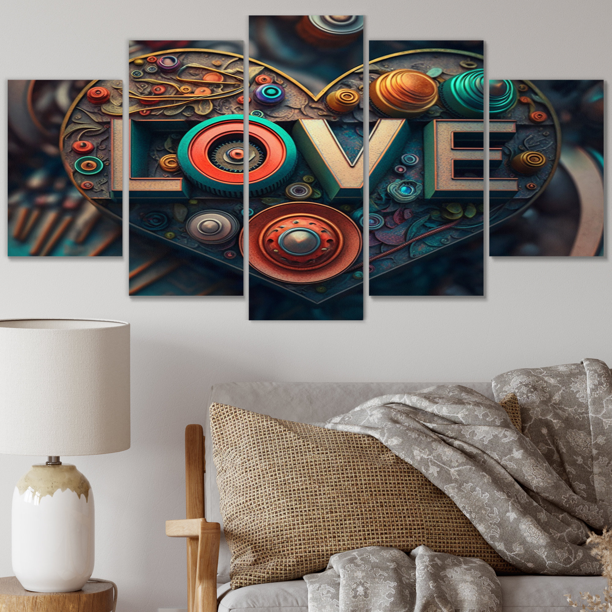 Design Art Unconditional LOVE On Vintage Teal - Christianism Wall Art ...