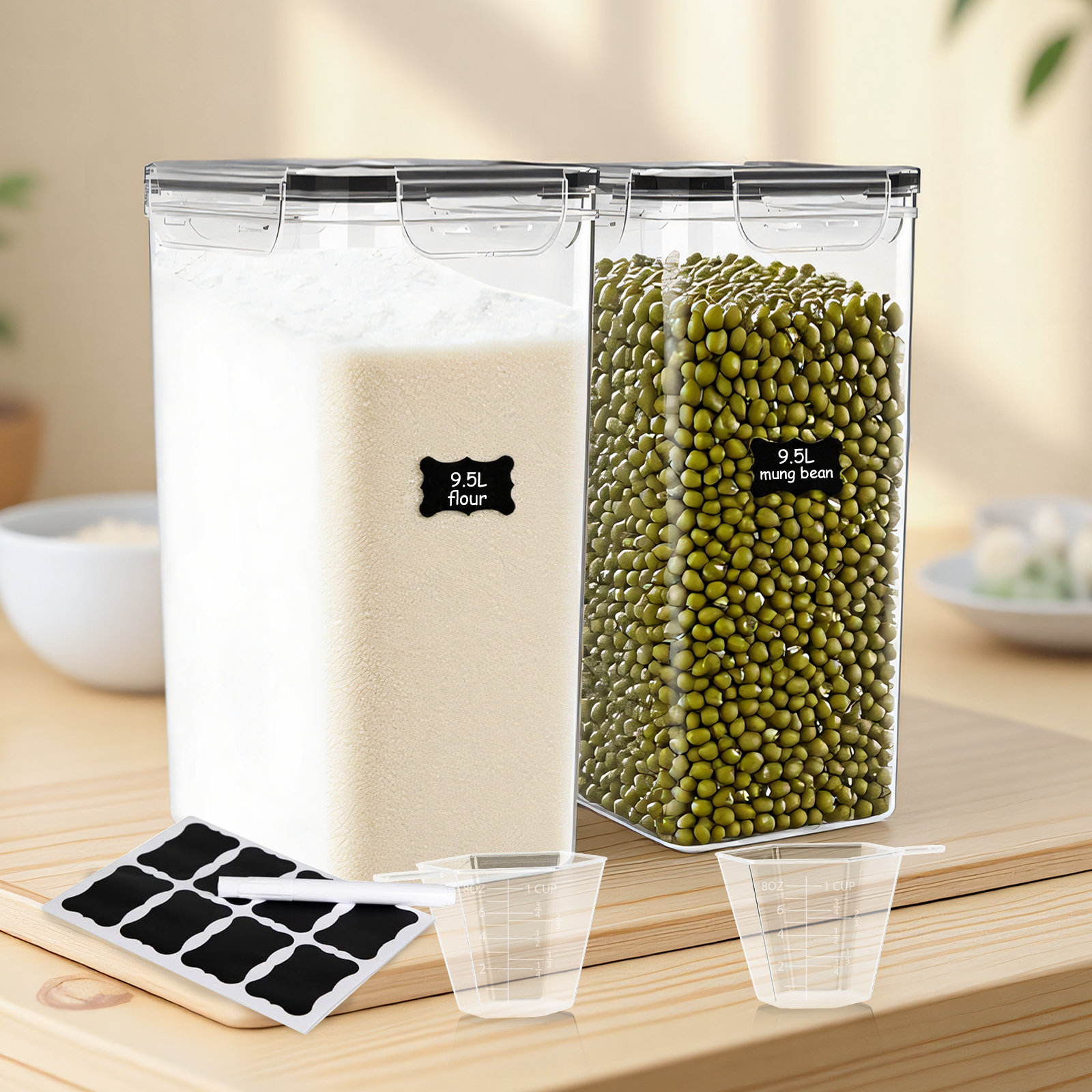 Prep & Savour 9.5L/321oz Cereal Flour Storage, 2 Pcs Large Food Storage ...