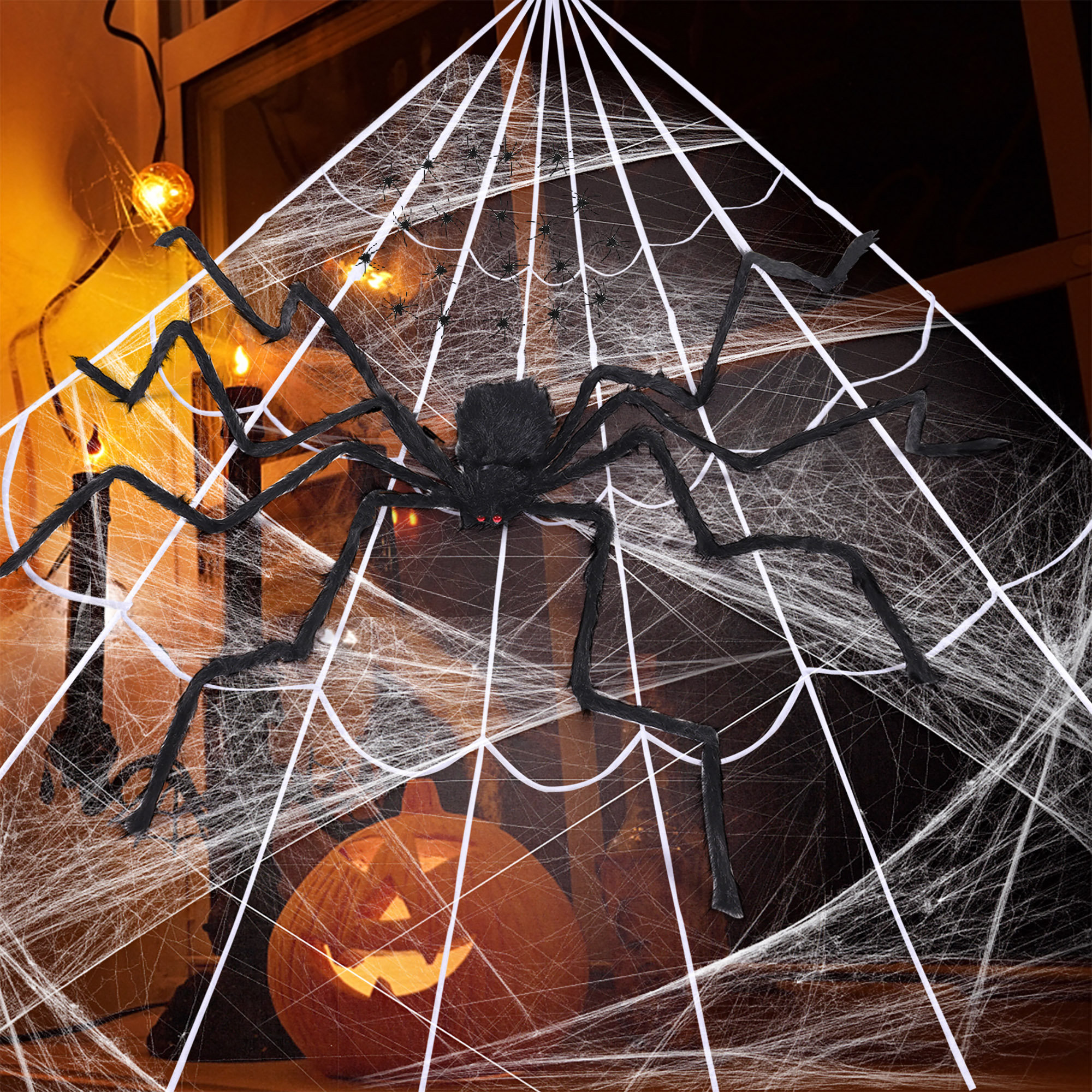 The Holiday Aisle® Halloween Decoration Realistic Spider Sets,150Cm/59 ...