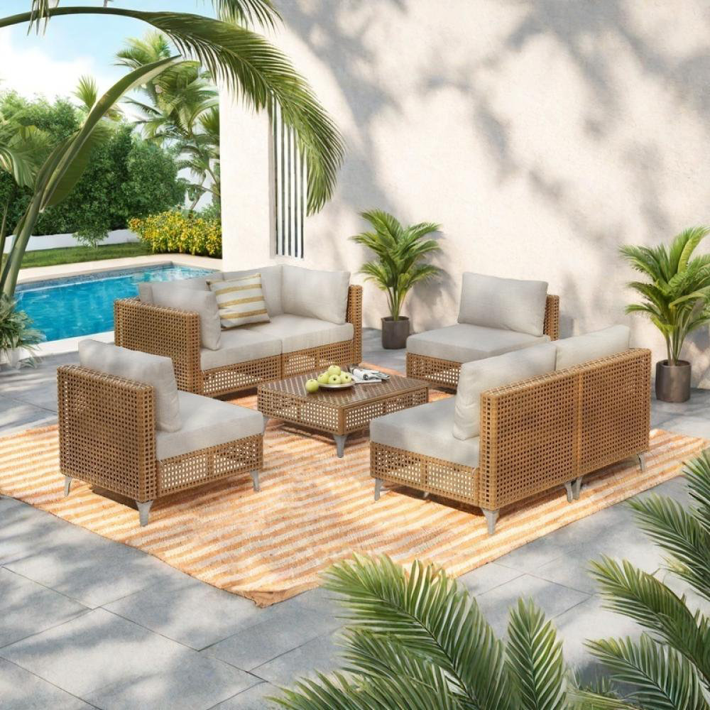 Ivy Bronx 7 Piece Wicker Outdoor Conversation Set Wayfair