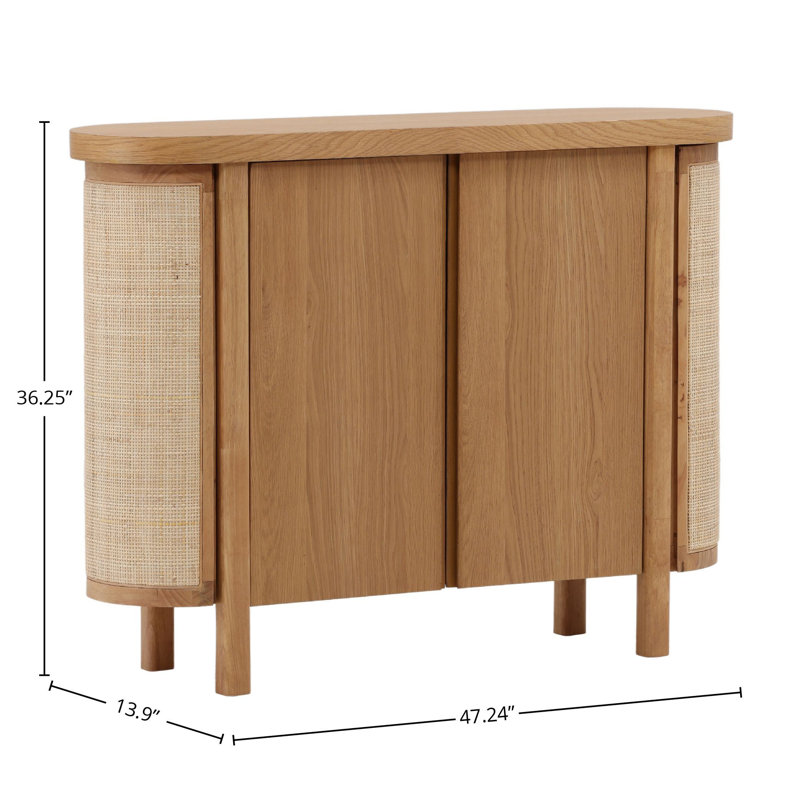 Dovetail Furniture Elara 36" Tall 2-Door Sideboard Cabinet, Natural ...