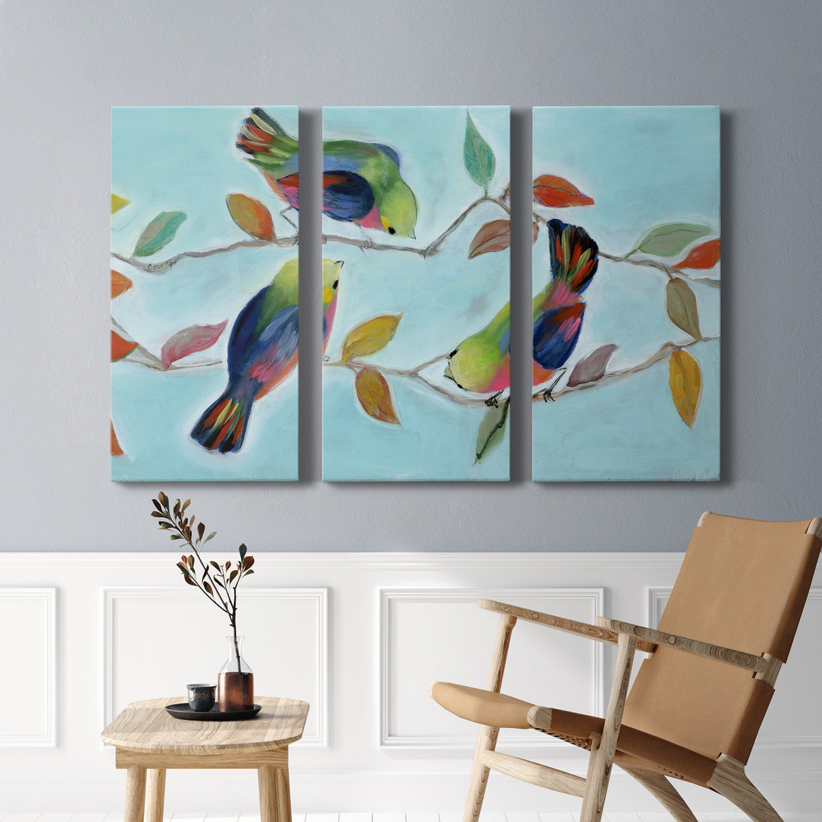 Winston Porter Bitty Birds I - 3 Piece Wrapped Canvas Painting Set ...