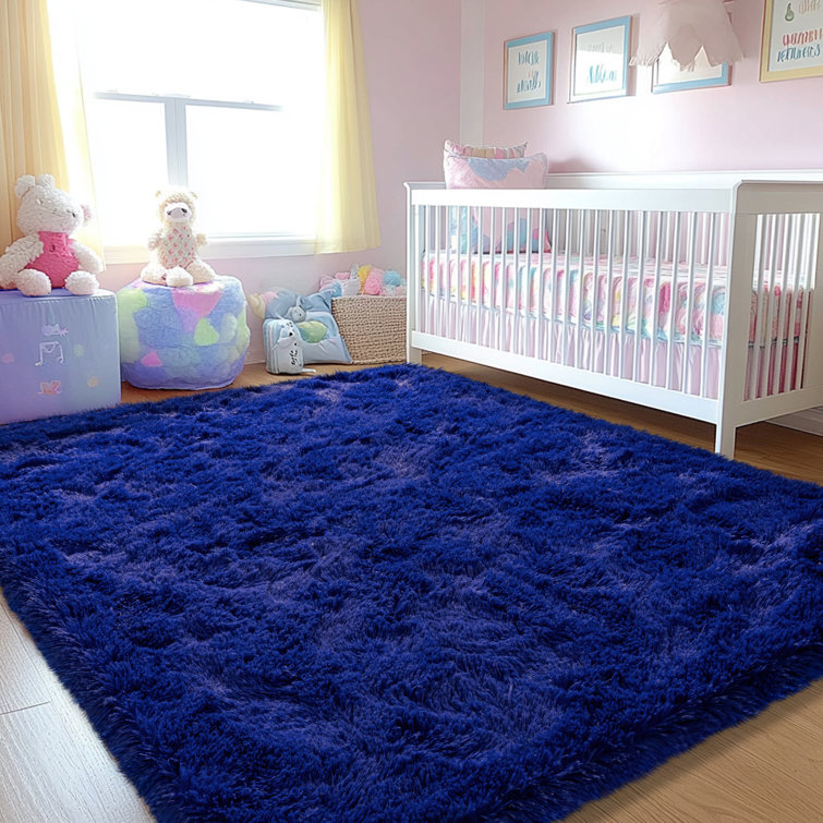 solid bright blue rug