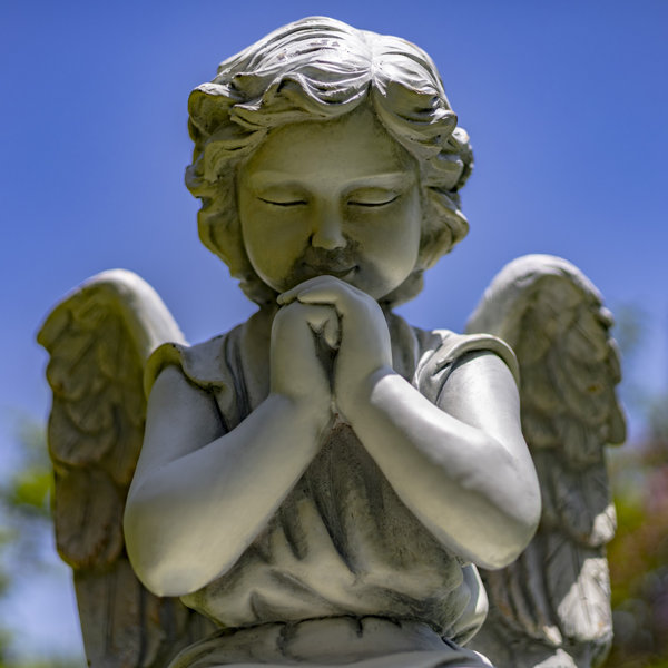 Trinx Sitting and Praying Child Angel Magnesium Garden Statue | Wayfair