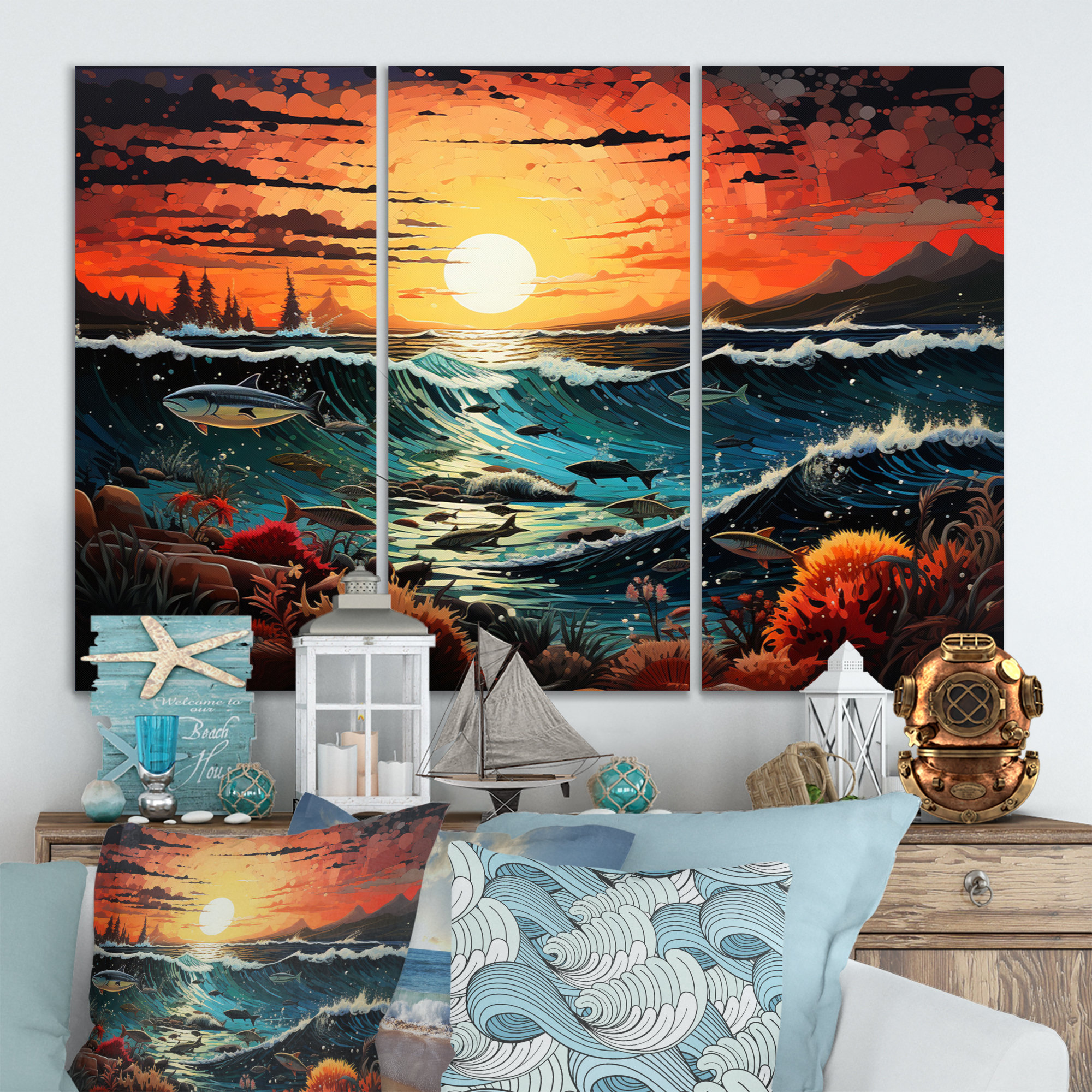 Design Art Beach Photo Surf And Turf II - Nautical & Beach Metal Wall ...