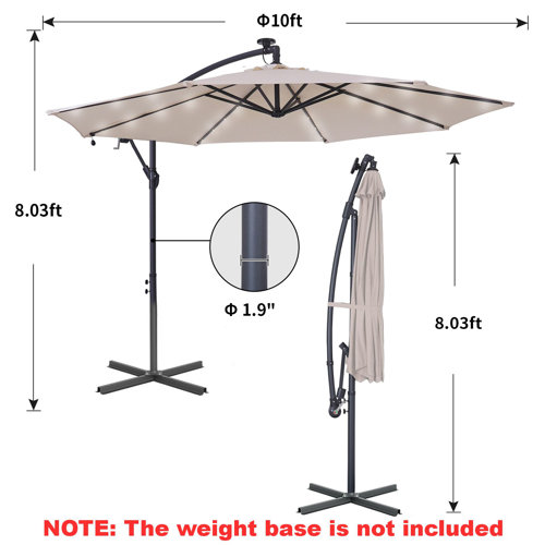Arlmont & Co. Asyra 118.1'' Lighted Cantilever Umbrella & Reviews | Wayfair