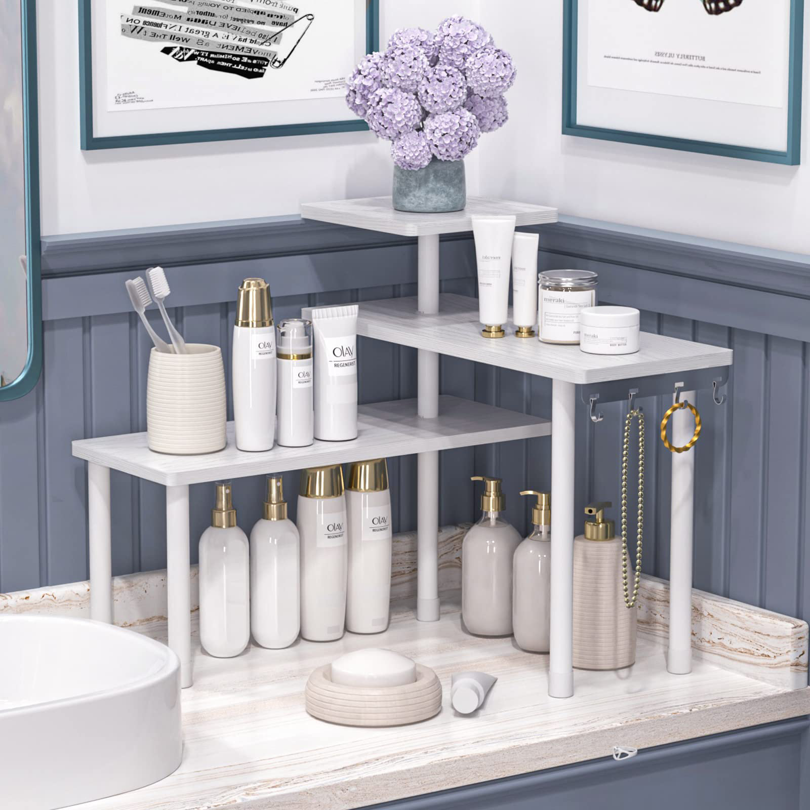 Latitude Run® Bathroom Organizer Countertop Corner Shelf | Wayfair