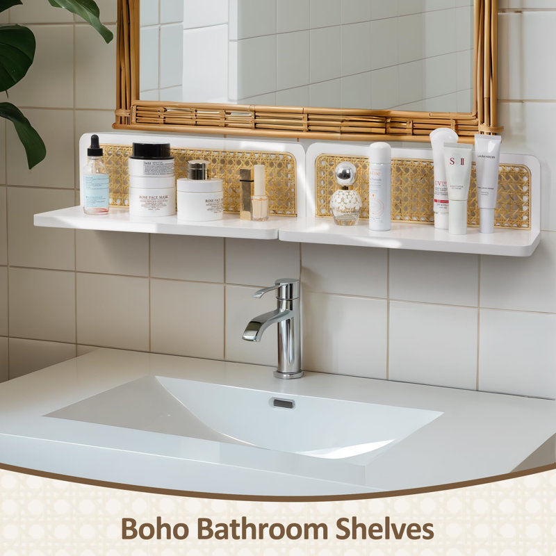 Bayou Breeze Rattan Floating Shelves Set of 2 | Wayfair