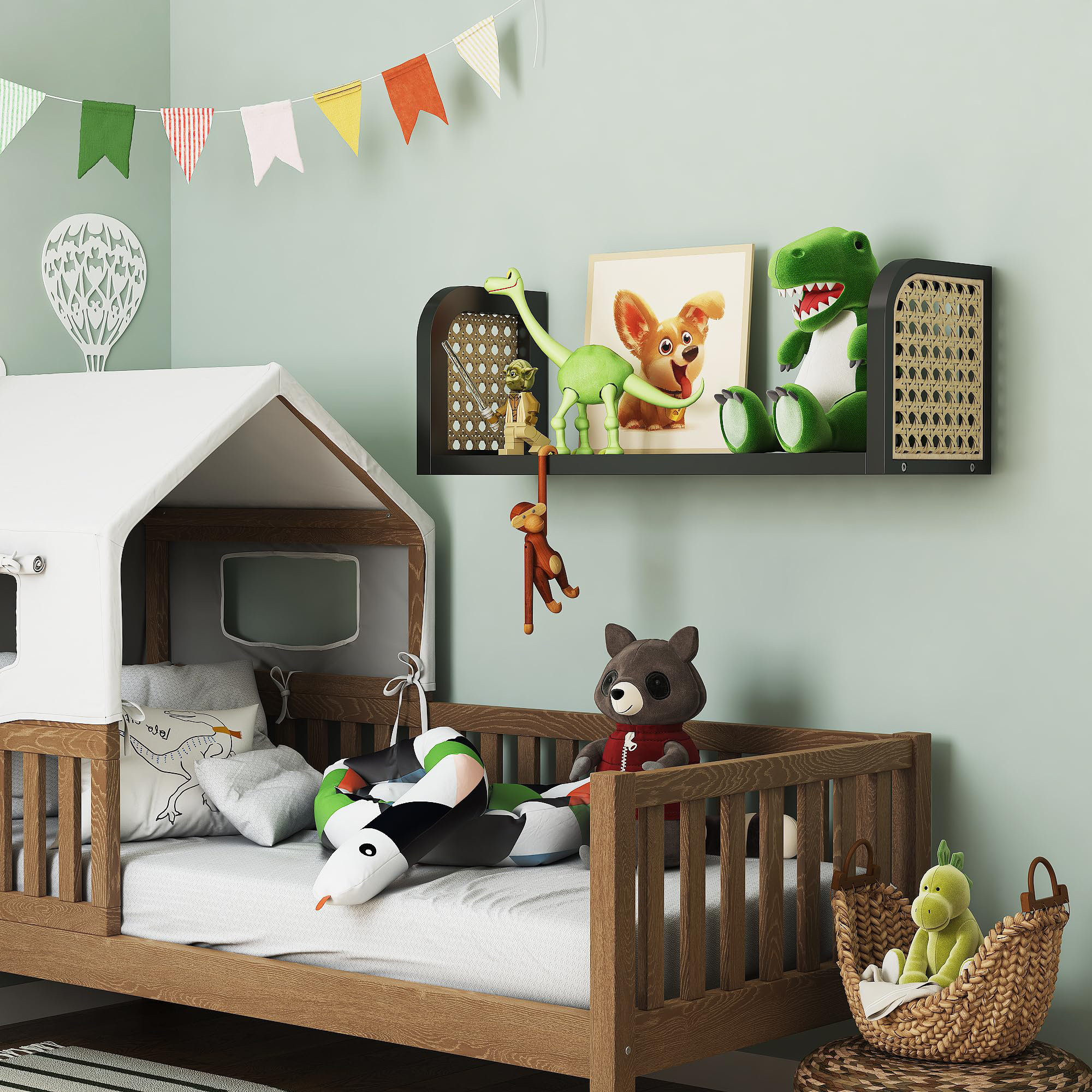 Bayou Breeze Caraline Rattan Floating Shelf | Wayfair