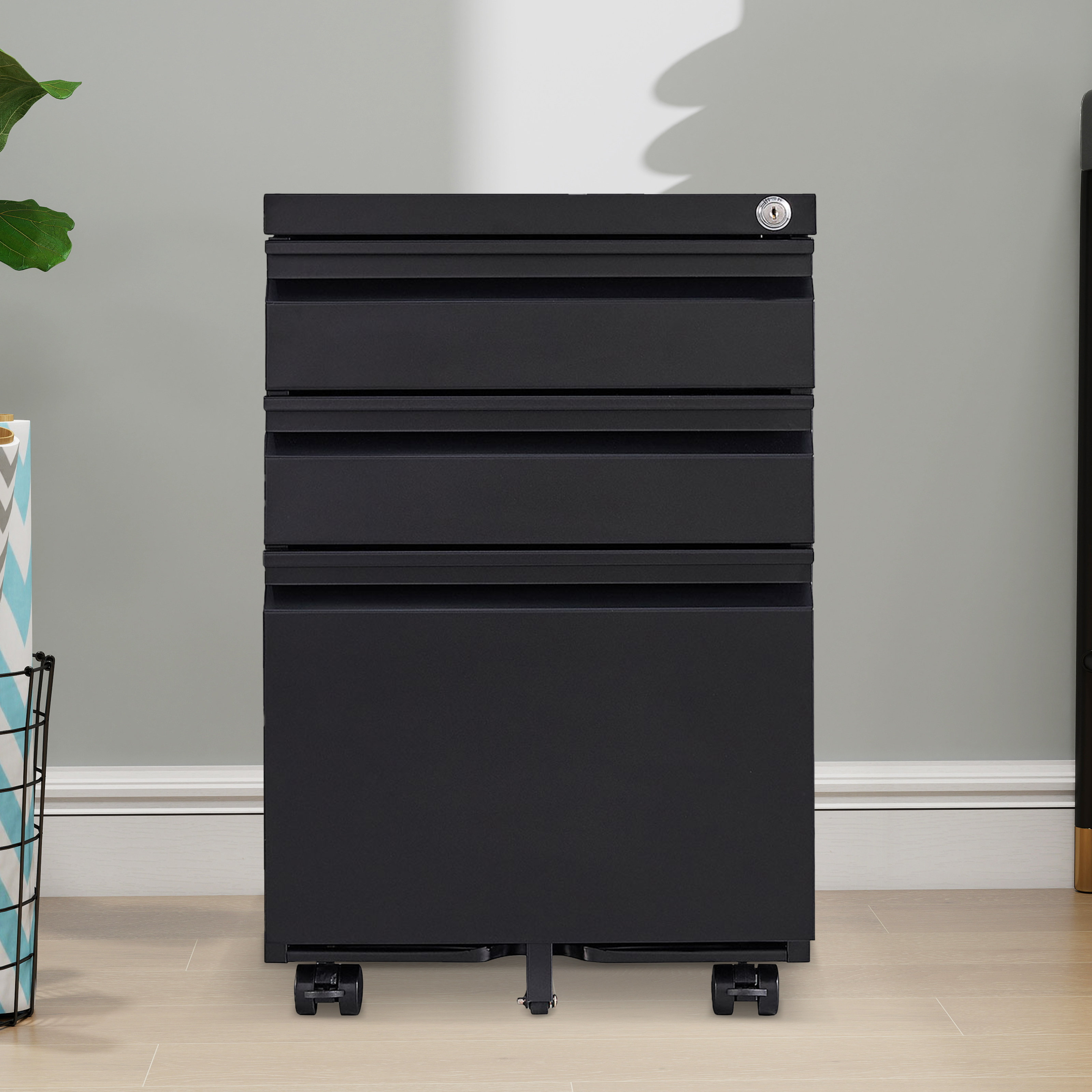 Inbox Zero 3-drawer Mobile Filing Cabinet With Lock, Legal/letter Sized ...