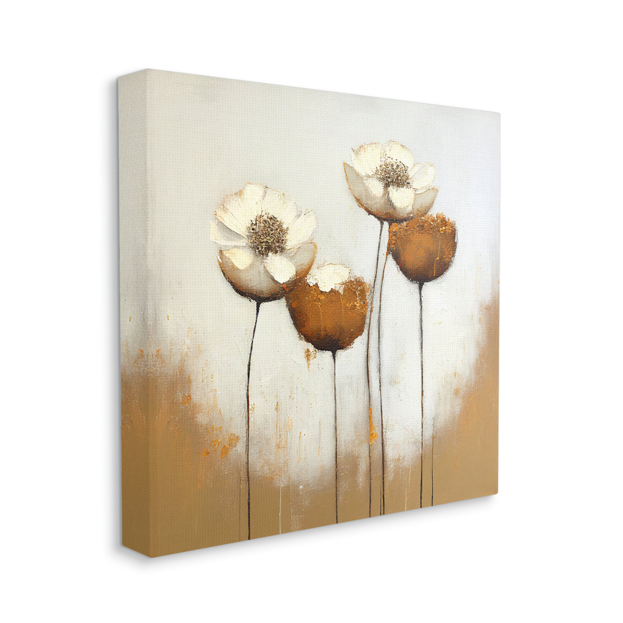 Winston Porter Brown & White Tulips Canvas Wall Art Design By Leah ...