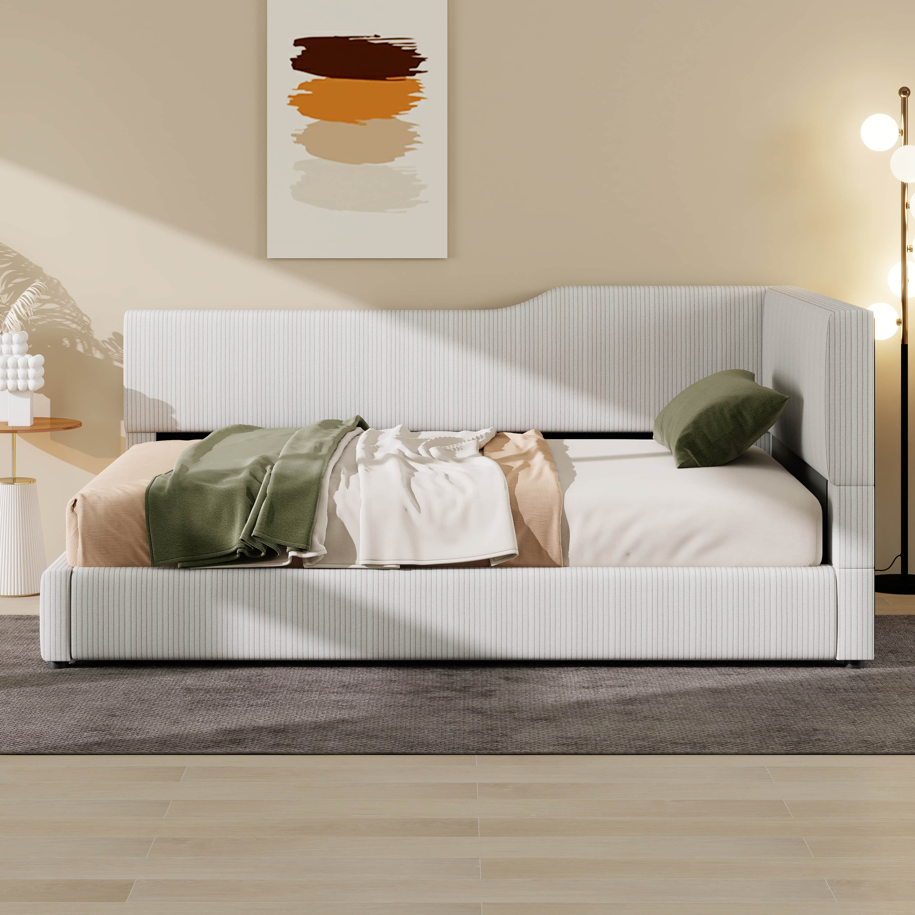 Mercer41 Upholstered Corner Daybed, Modern L-Shaped Daybed With Tufted ...