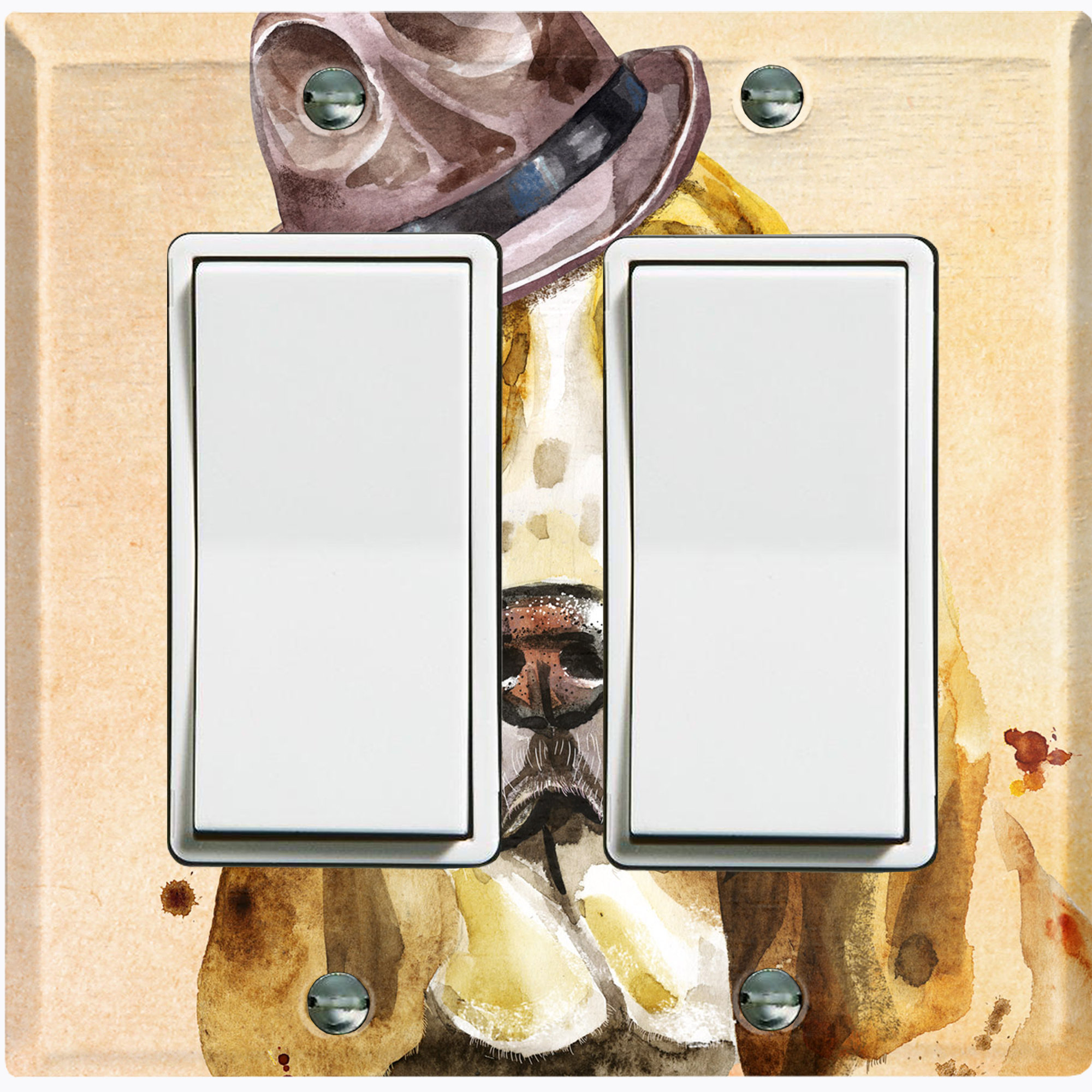 WorldAcc Cute Beagle Dog Fancy Fedora Hat 2-Gang Toggle Light Switch ...