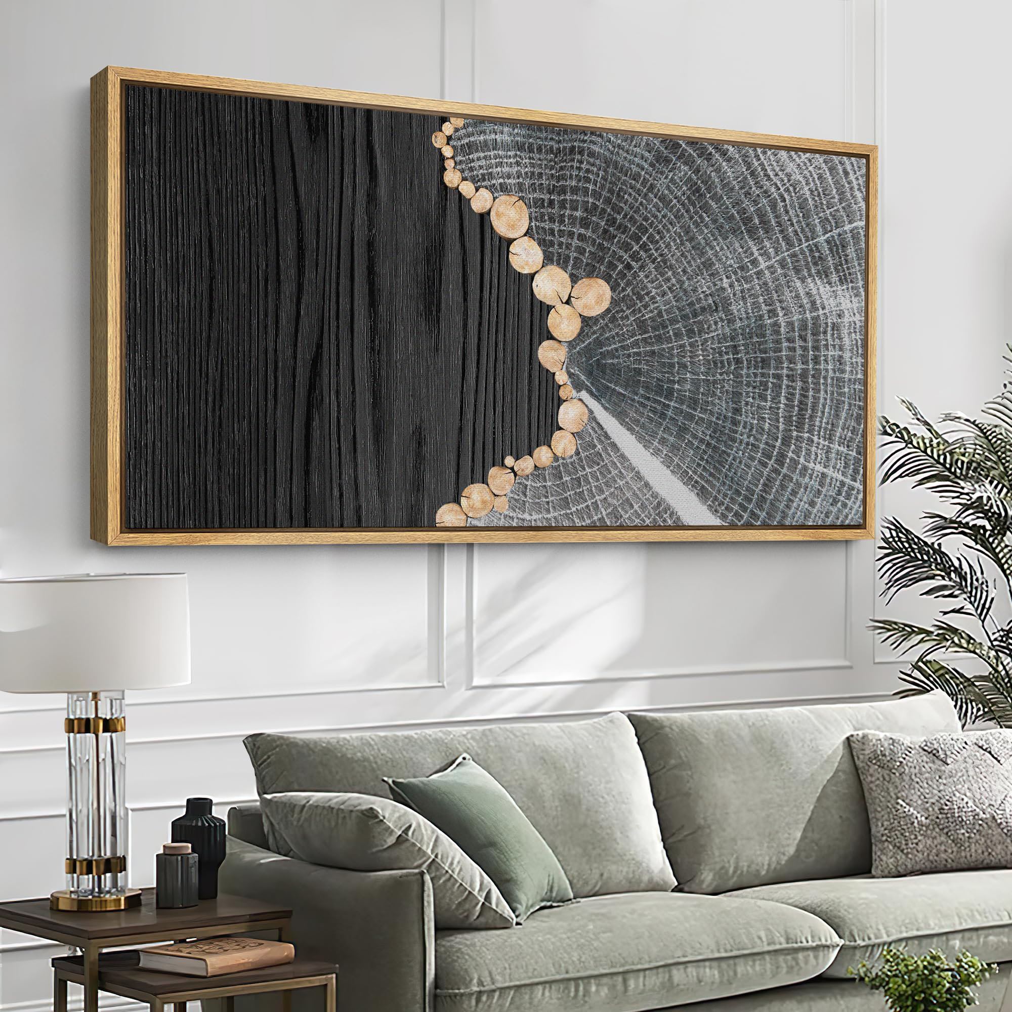 wall26 Gray Tree Rings and Wood Grain Effect Modern Pictures Oversized ...