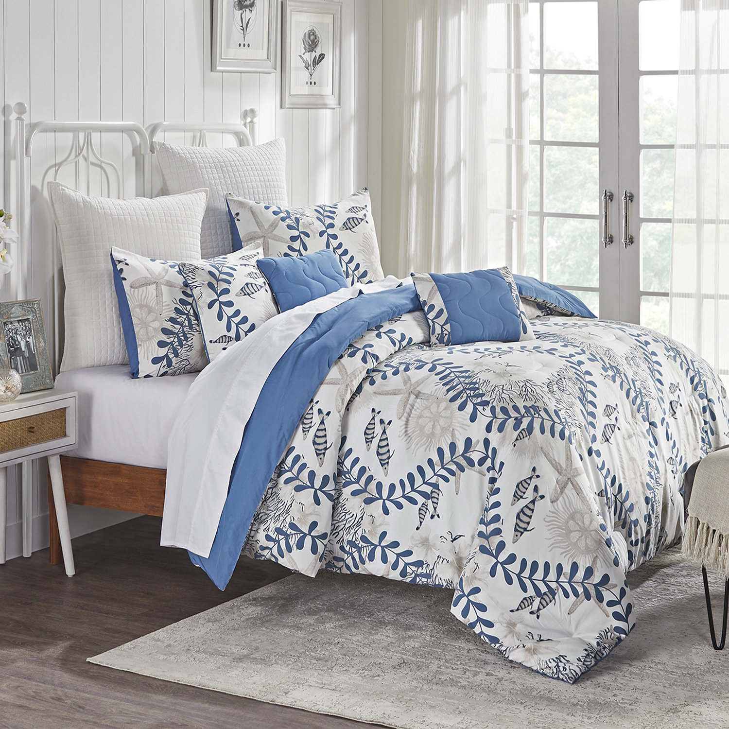 Better Trends Blue Microfiber 6 Piece Comforter Set | Wayfair