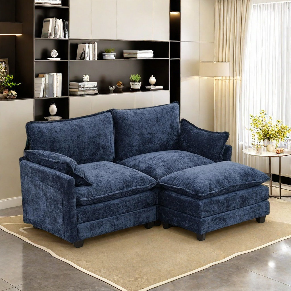 Latitude Run® Patty - Comfy Sectional Couches With Ottoman/pillows, 2 ...