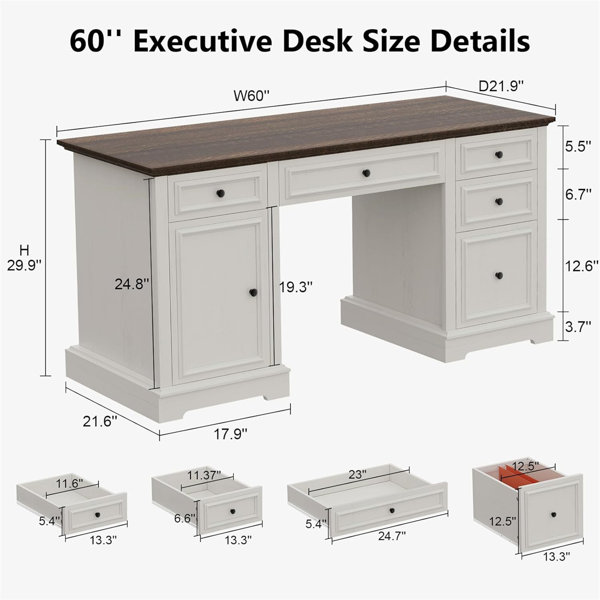 Lark Manor™ 60'' Executive Desk Rectangle Computer Desk With Storage ...