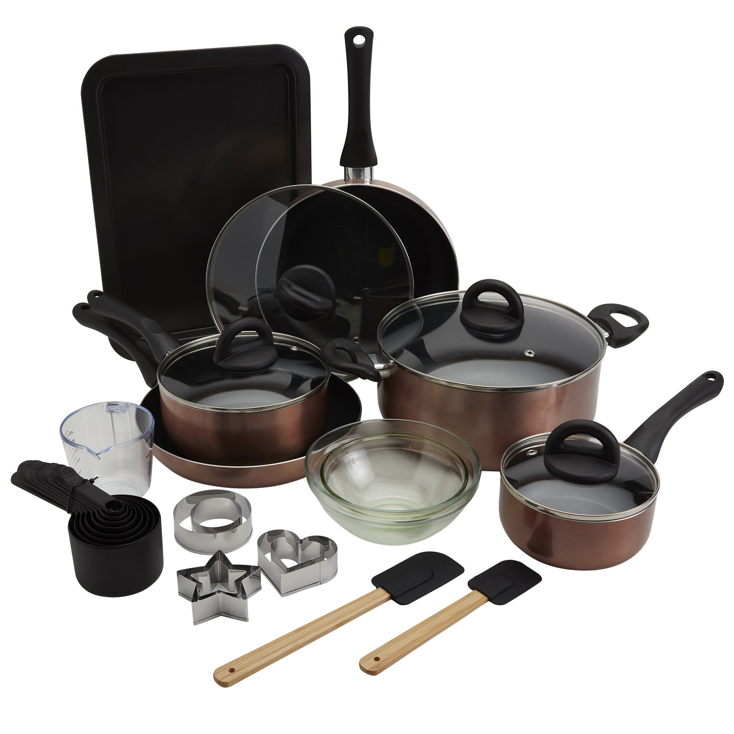 Basic Essentials 29-Piece Non-Stick Aluminum Cookware and Bakeware Set ...