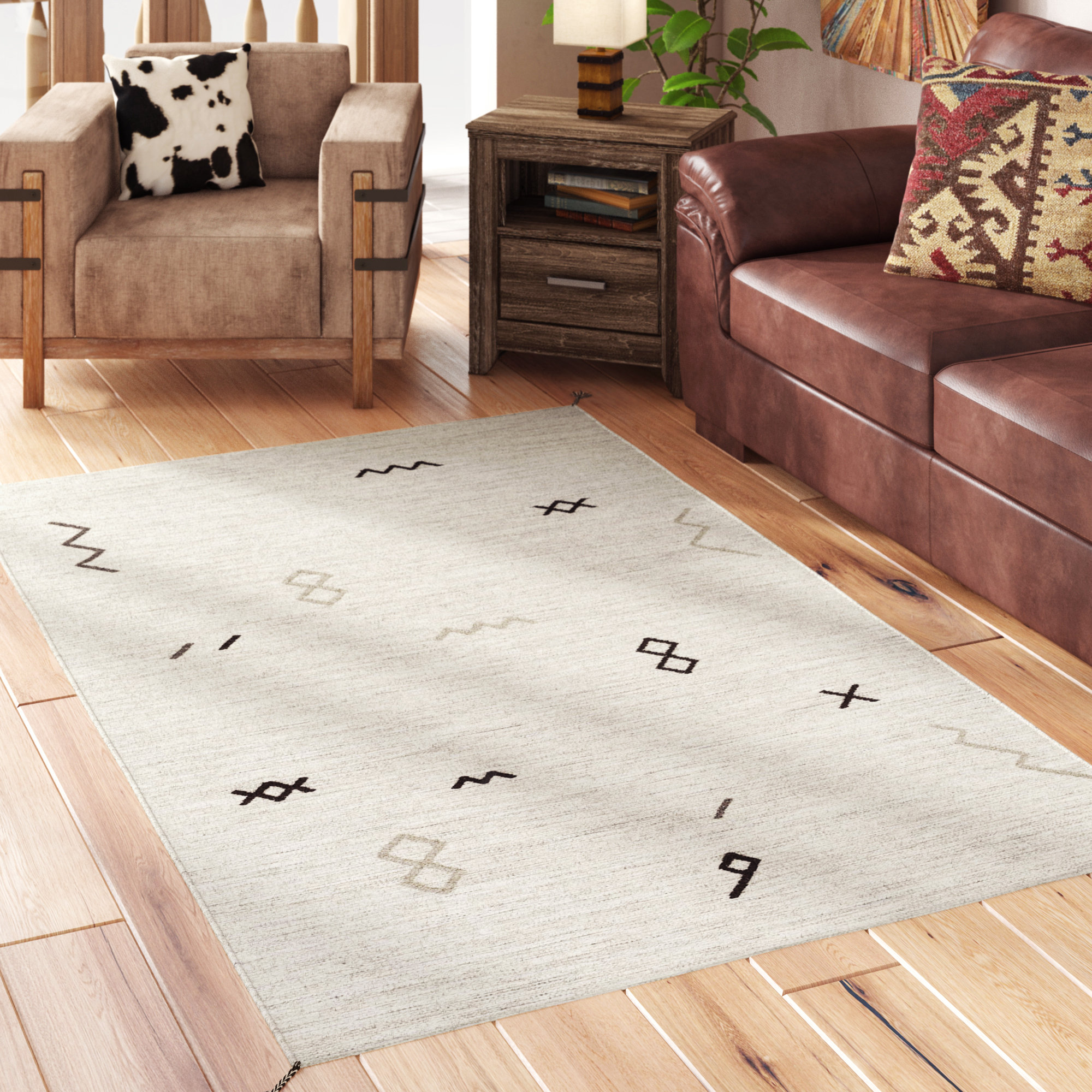 Union Rustic Fuchs Southwestern Handmade Flatweave Wool Navy/Denim Area ...