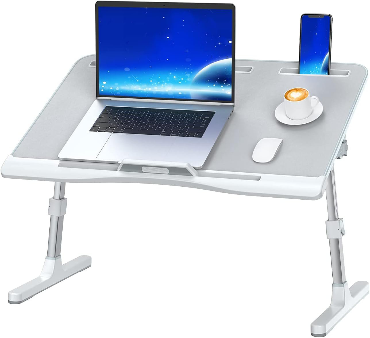 Inbox Zero Foldable Adjustable Laptop Bed Tray Desk, Ergonomic Lap Desk ...