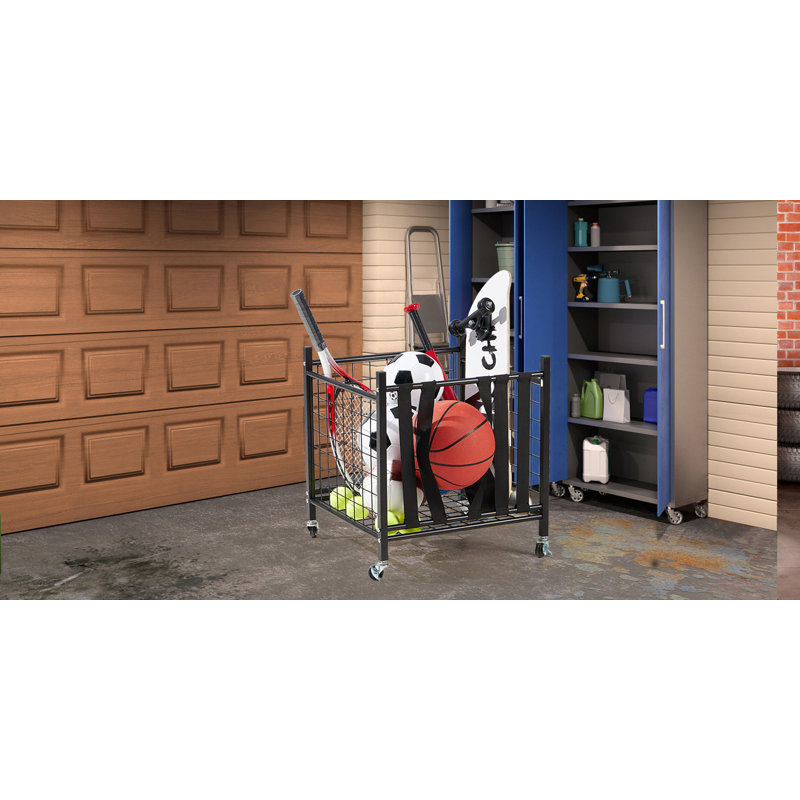 True & Tidy Heavy Duty Sports Equipment Storage Cart with Elastic ...