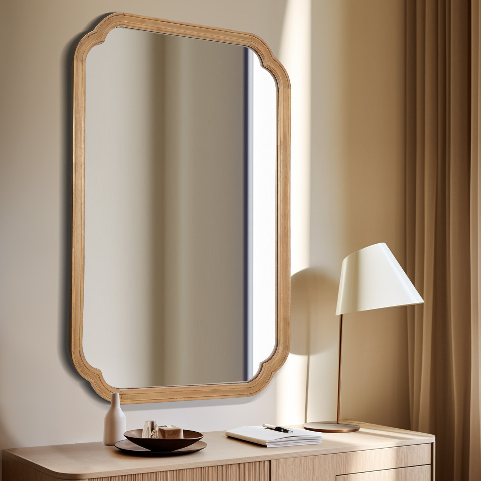 Ophelia & Co. Ali Wood Accent Wall for Bathroom, Decorative Mirror ...