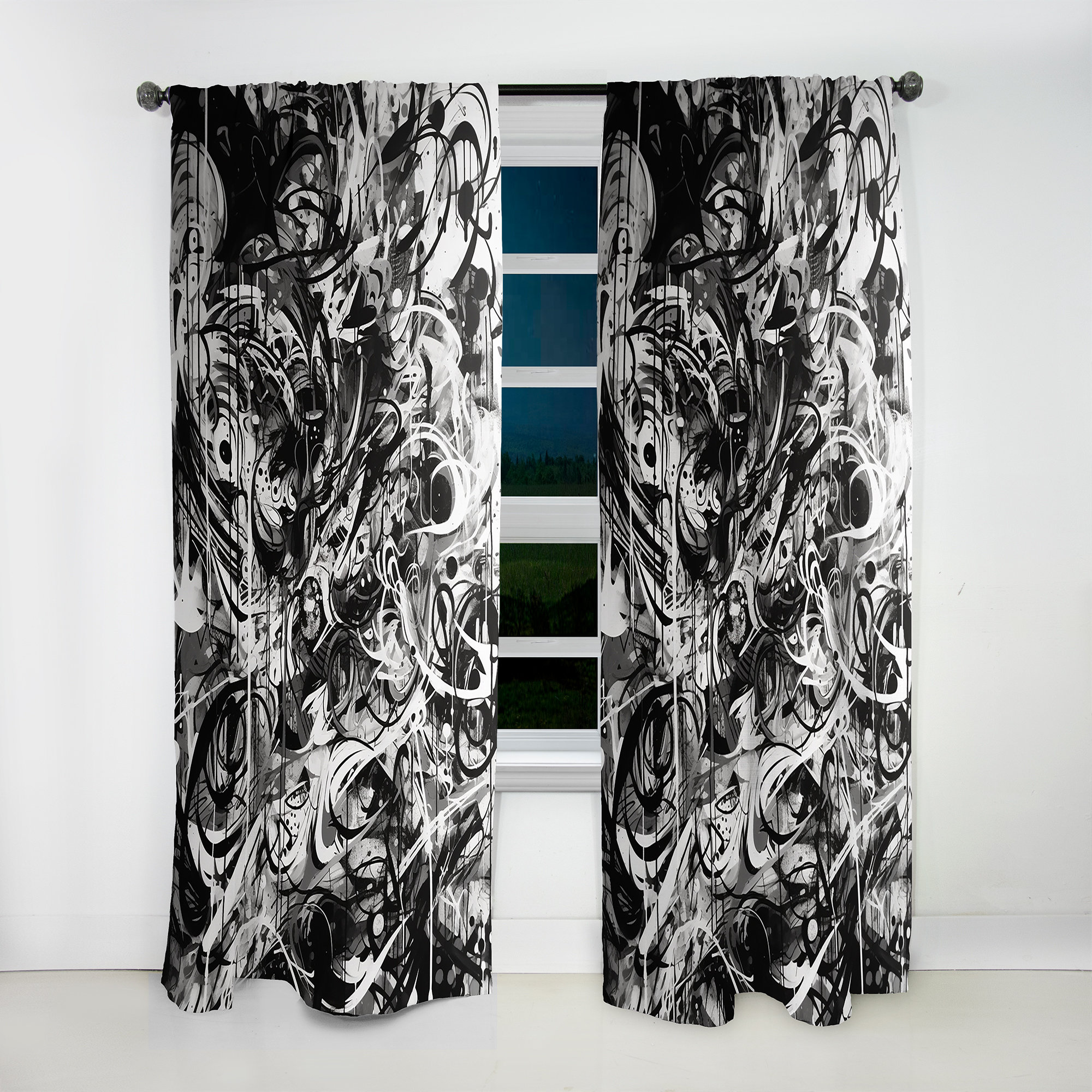 East Urban Home Aylin - Black And White Graffiti Cosmic I - Abstract ...