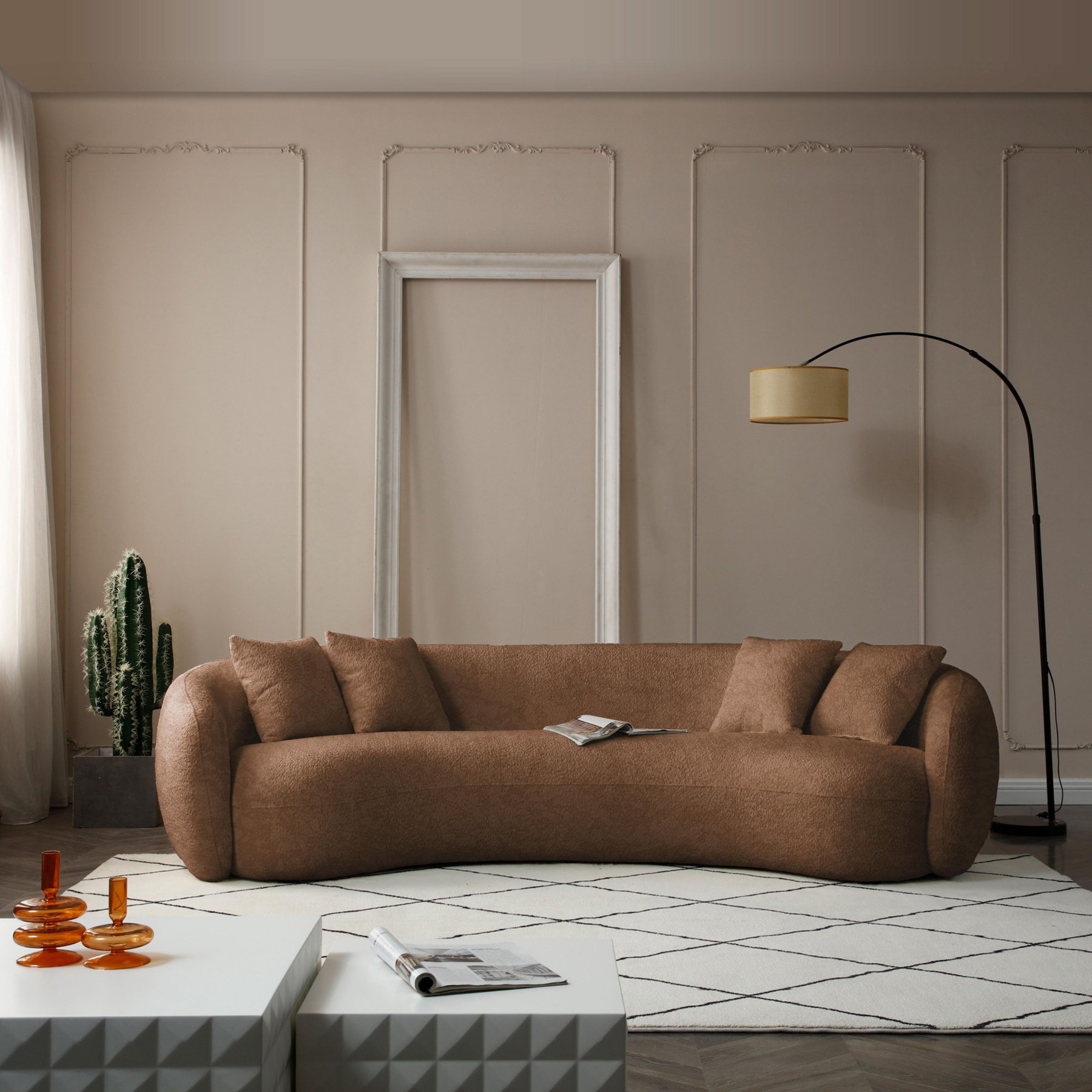 Corrigan Studio 5-Seater Boucle Sofa Modern Sectional Half Moon Leisure ...