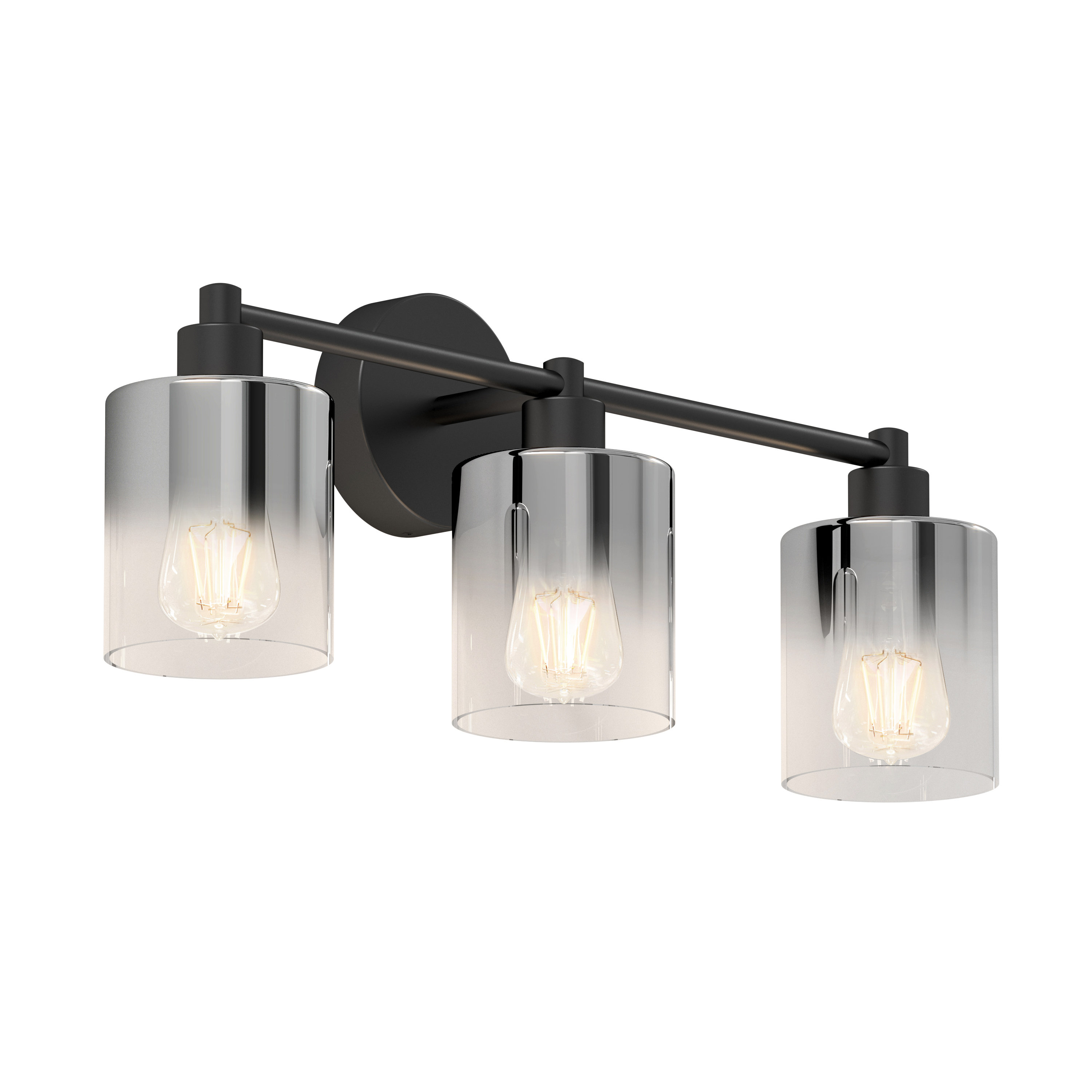 Ebern Designs Belding Modern 3-Light Bathroom Vanity Light Black Glass ...
