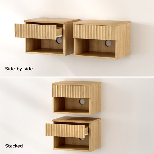 Ebern Designs Drawer Wall-Mounted Nightstand With Open Cubby & Reviews ...