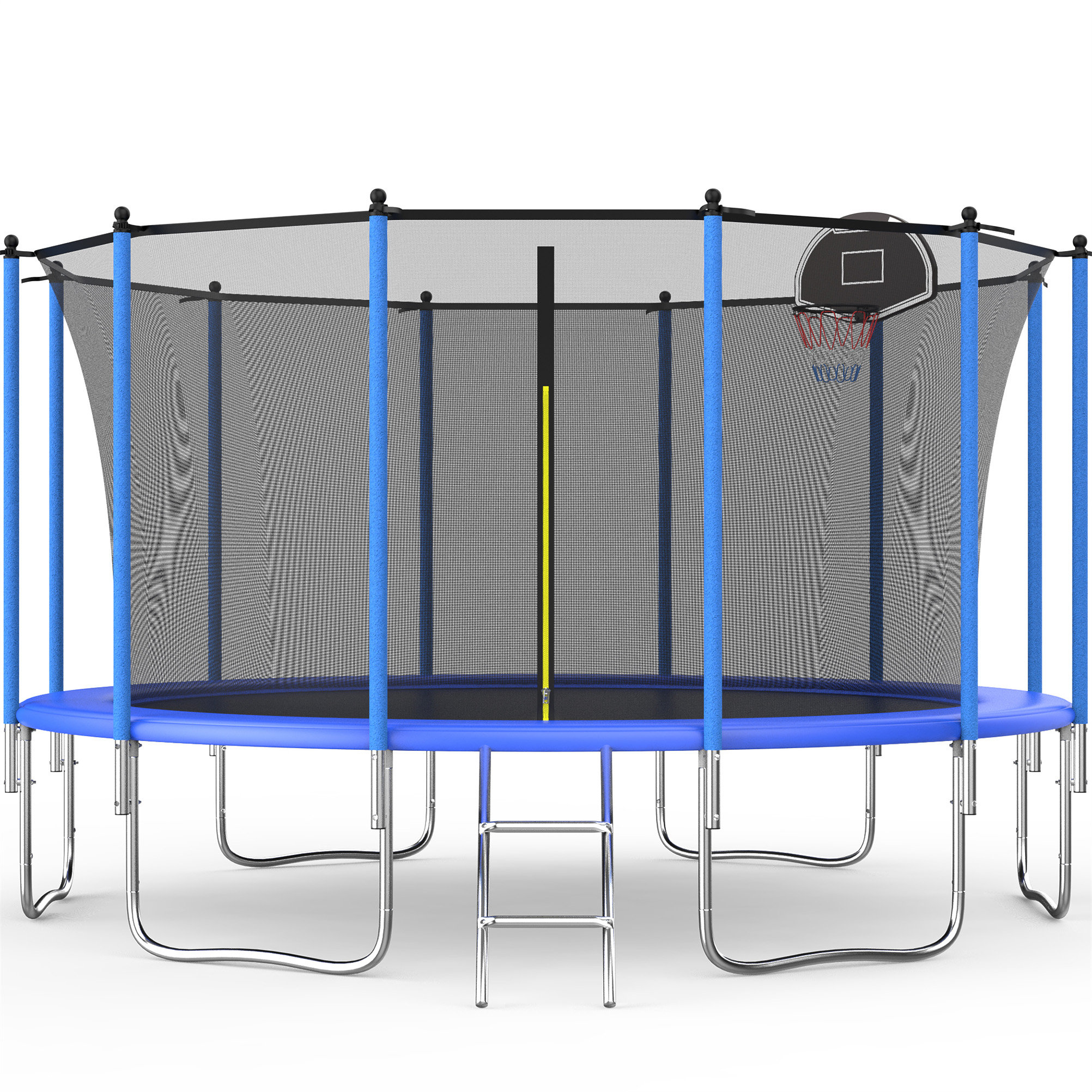 Ceballos 14 FT TRAMPOLINE INSIDE SAFETY NET WITH BASKETBALL HOOP | Wayfair