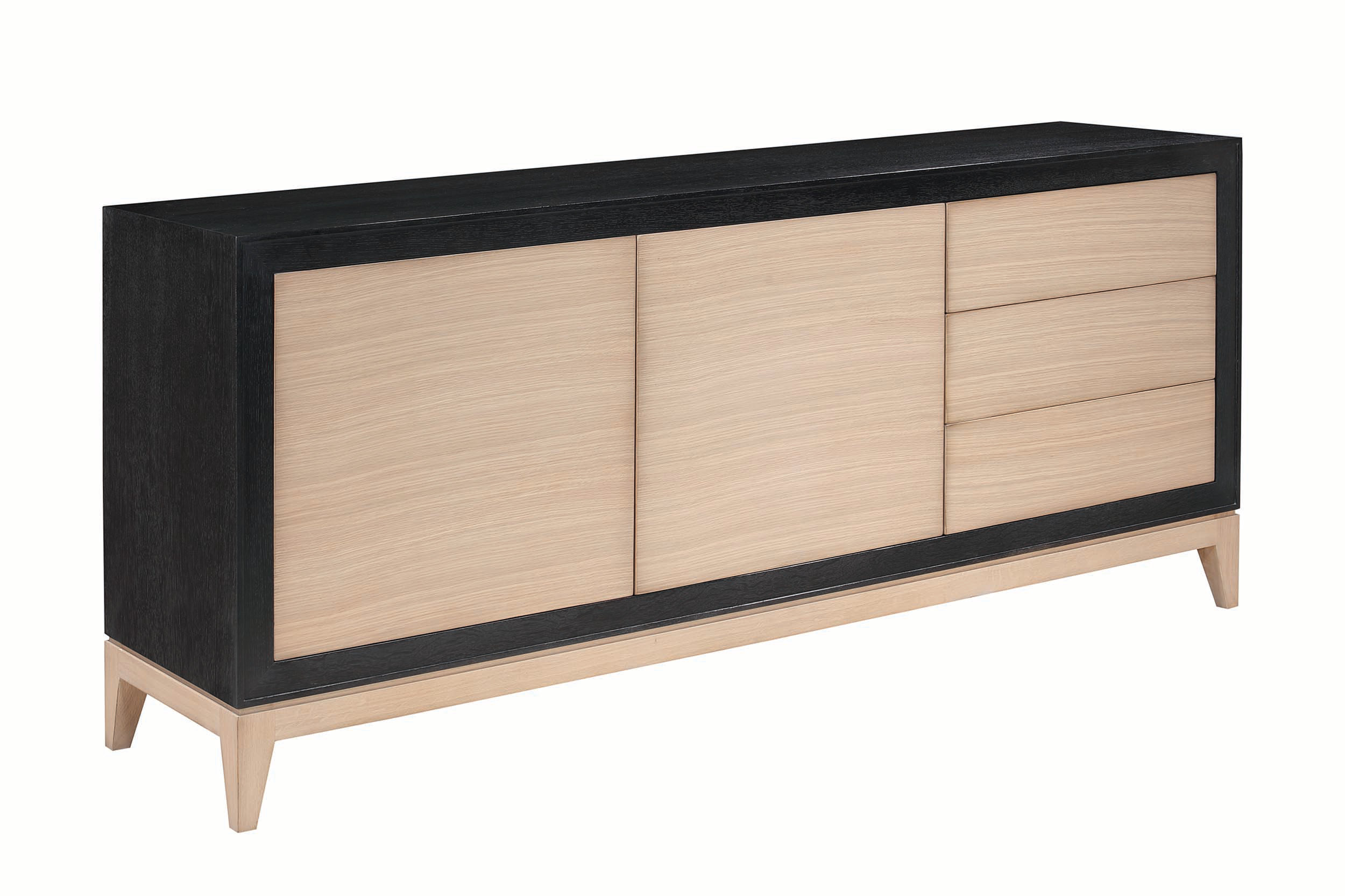 Michel Ferrand Carbone 78.7" Wide 3 Drawer Oak Wood Sideboard | Wayfair